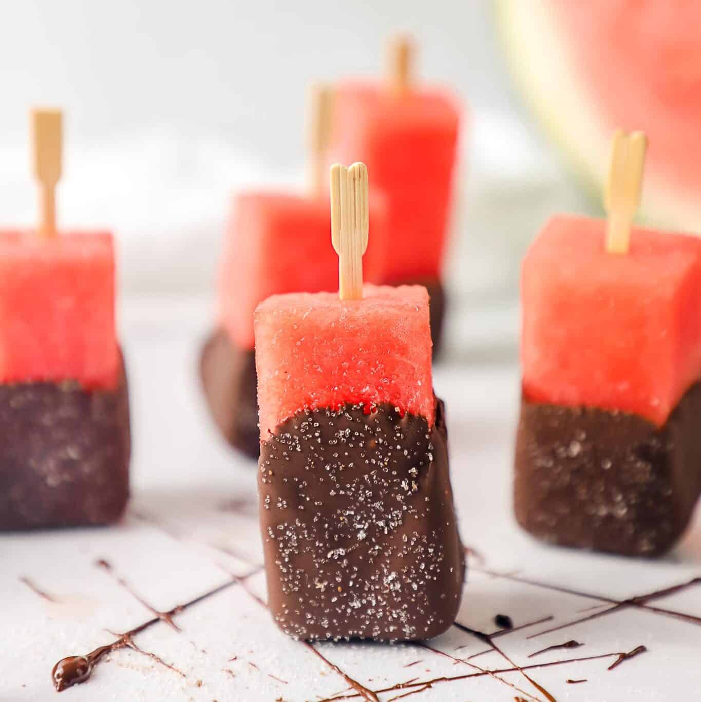 Easy Chocolate Dipped Watermelon Bites