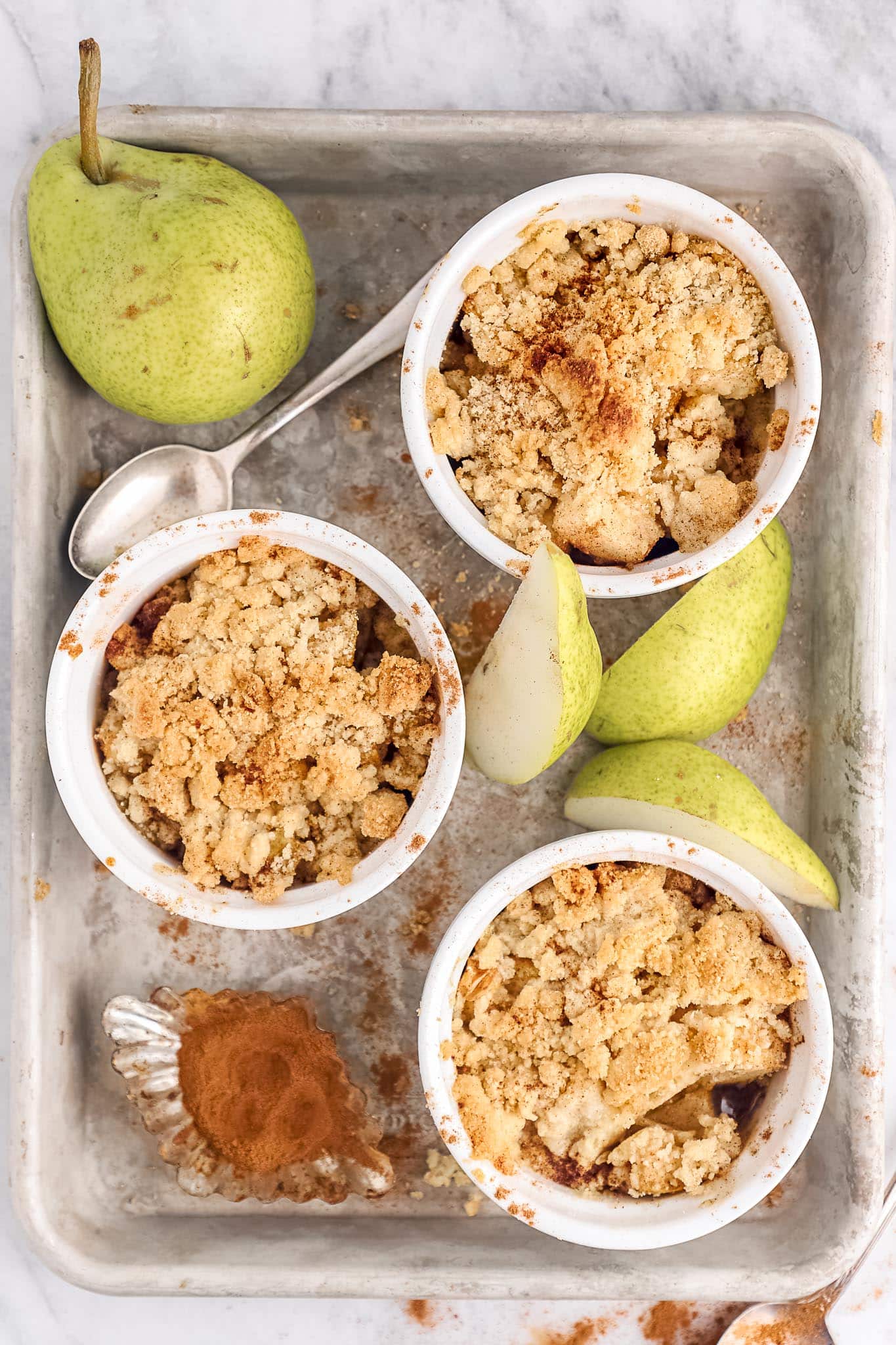 The BEST gluten-free pear crumble (vegan option)
