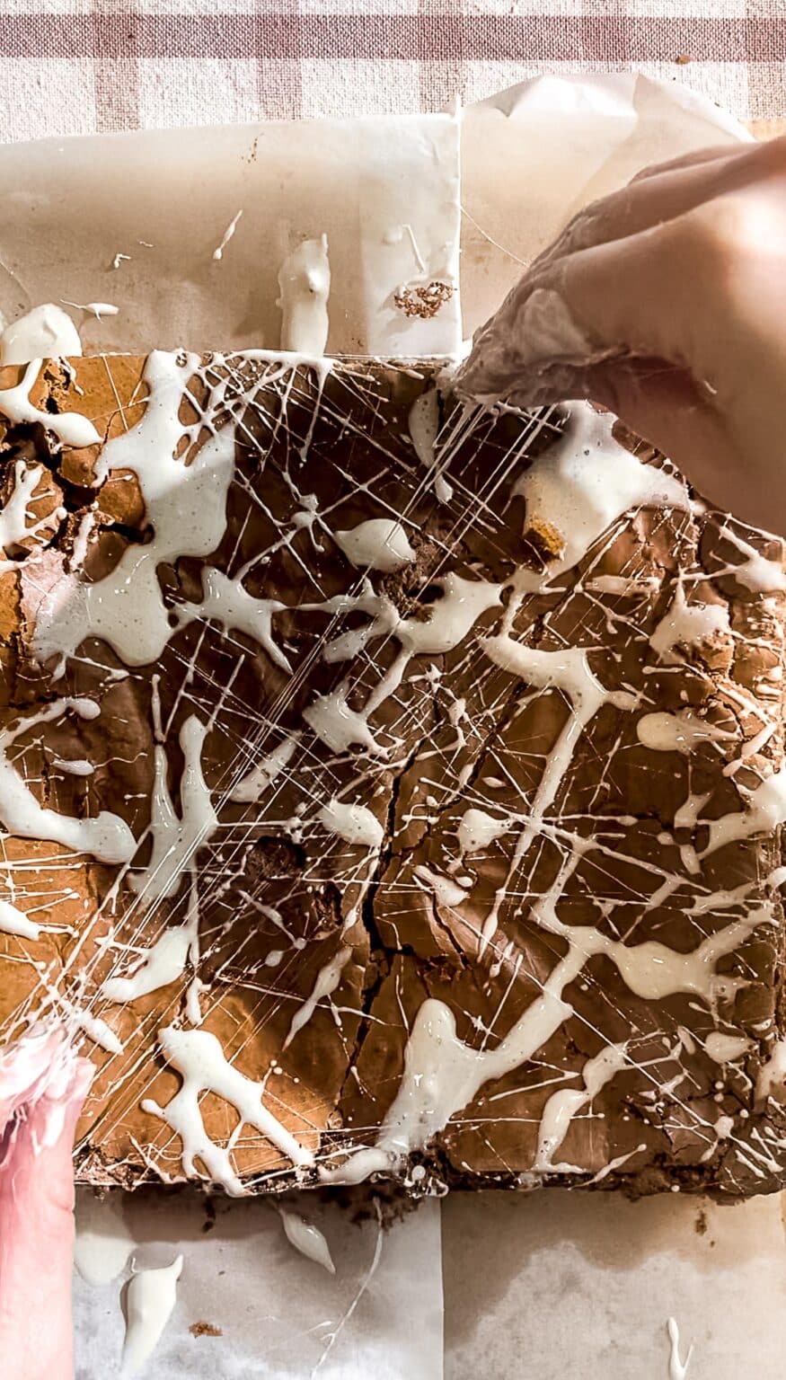 Easy Marshmallow Spider Web Brownies (gluten-free)