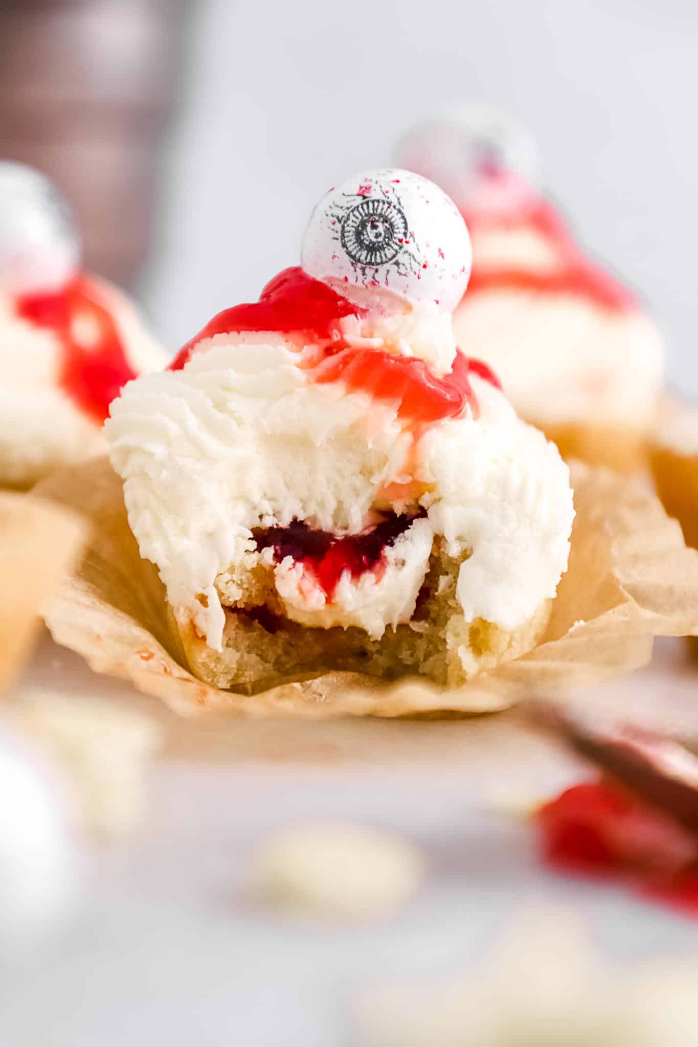 Spooky Gluten-Free Strawberry Cupcakes
