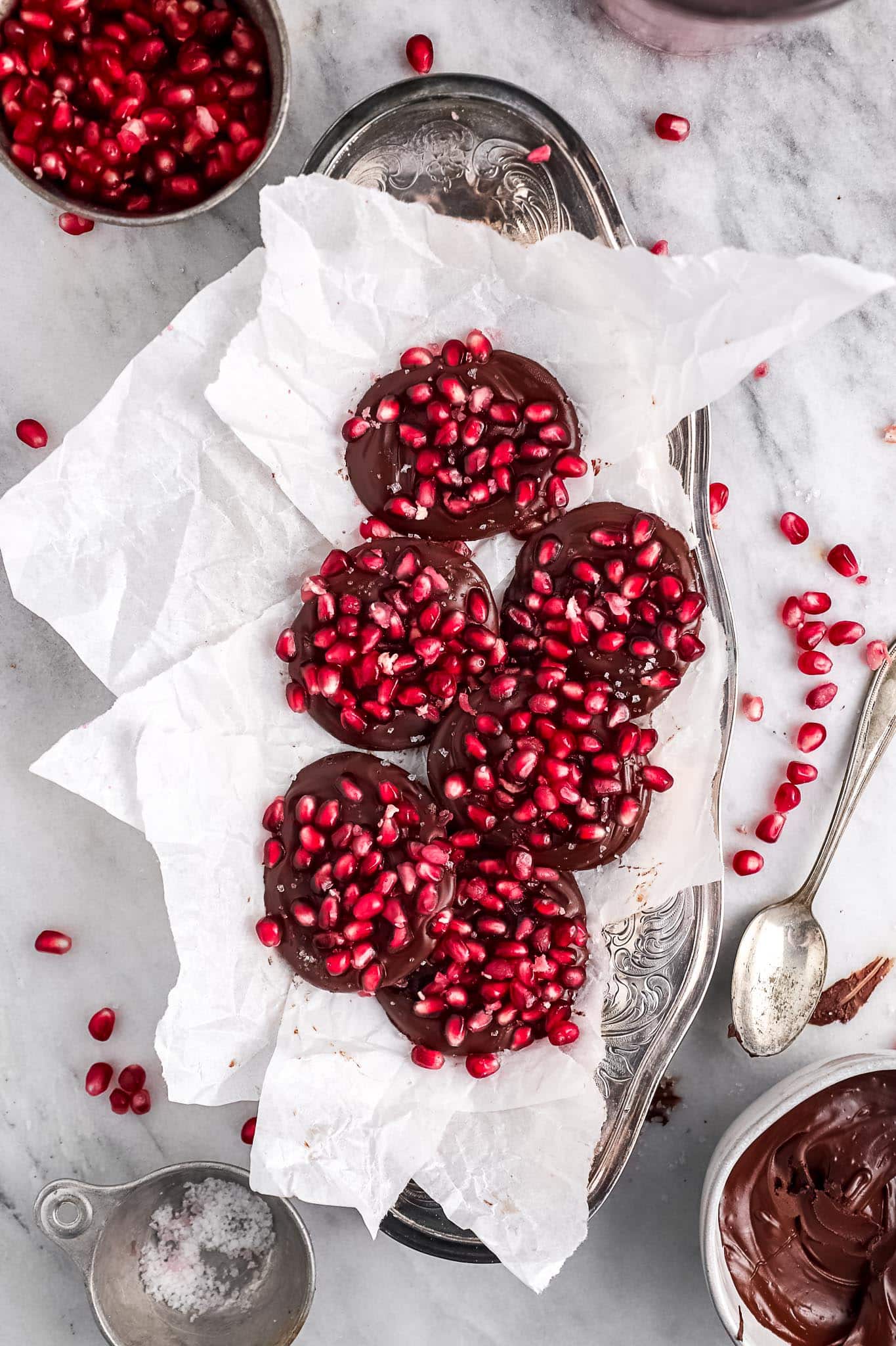 No Bake Chocolate Pomegranate Bites