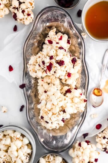 Cranberry Maple Syrup Popcorn Balls