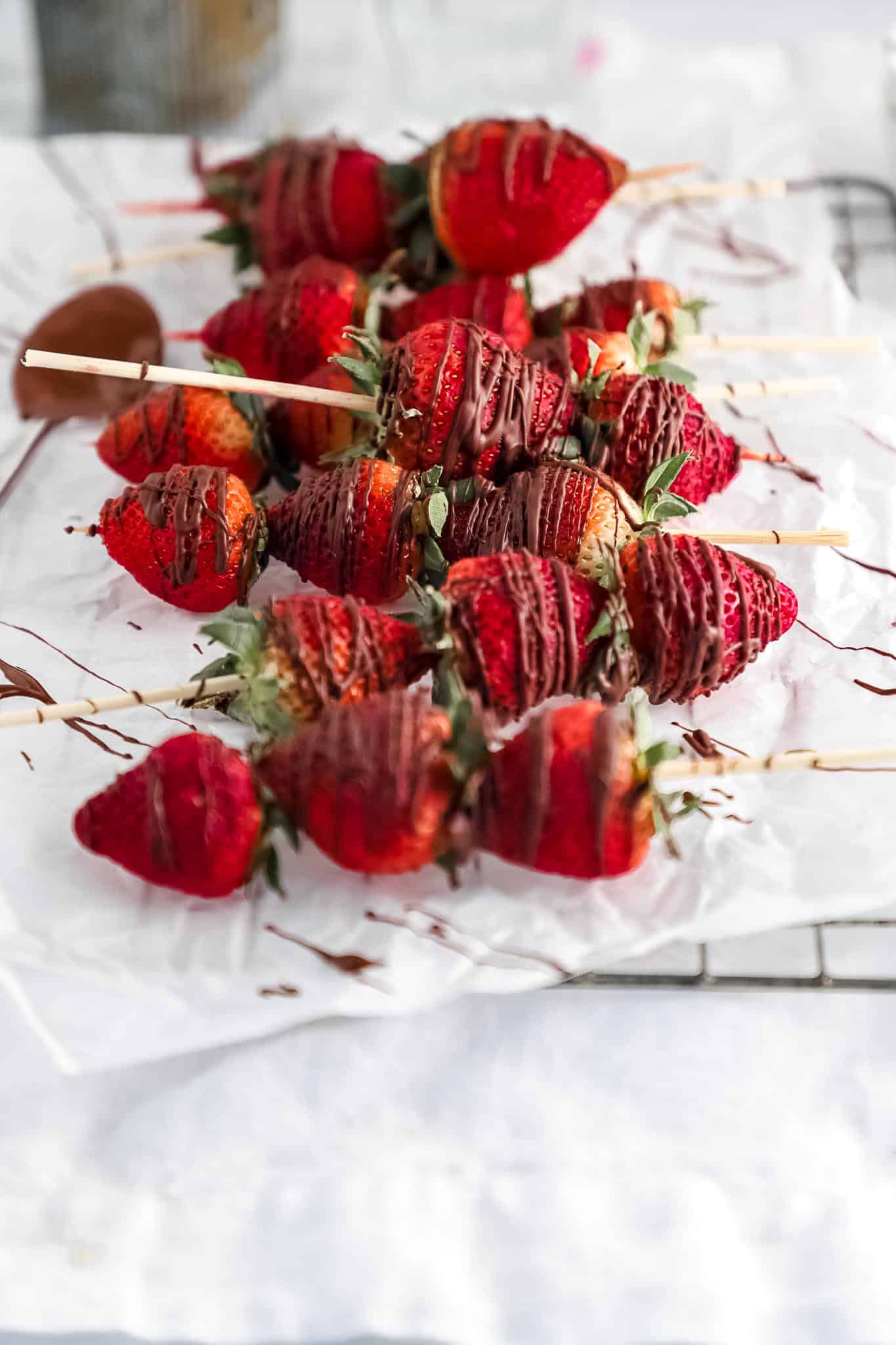 Chocolate Dipped Strawberry Skewers