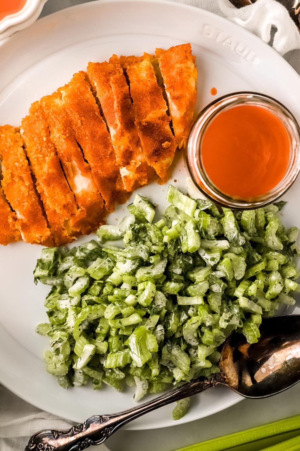 Buffalo Breaded Chicken with Celery Slaw Recipe