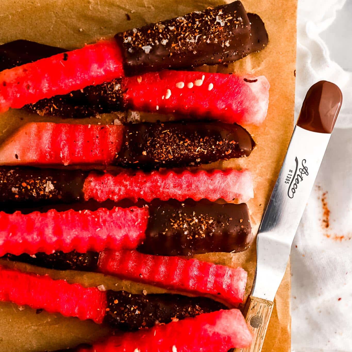 Chocolate-Dipped Watermelon Fries with Tajín | Summer Treat